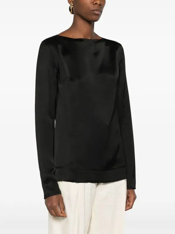 TOTEME Long-sleeve Satin Top - Black