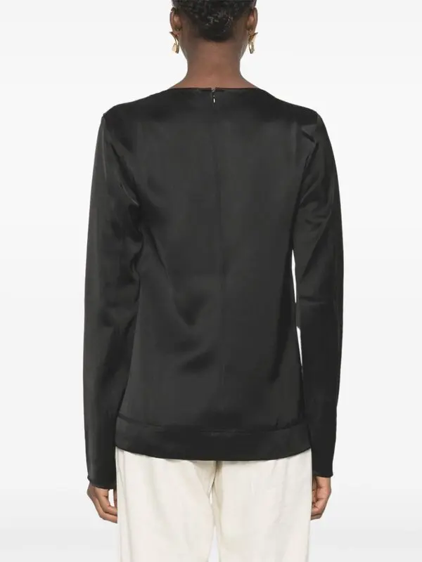 TOTEME Long-sleeve Satin Top - Black