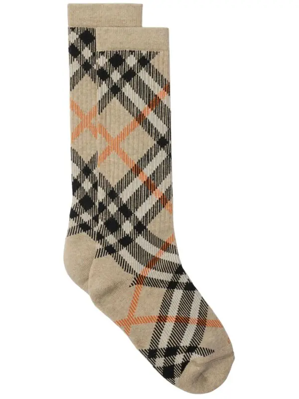 Burberry Check-print Socks - Neutrals