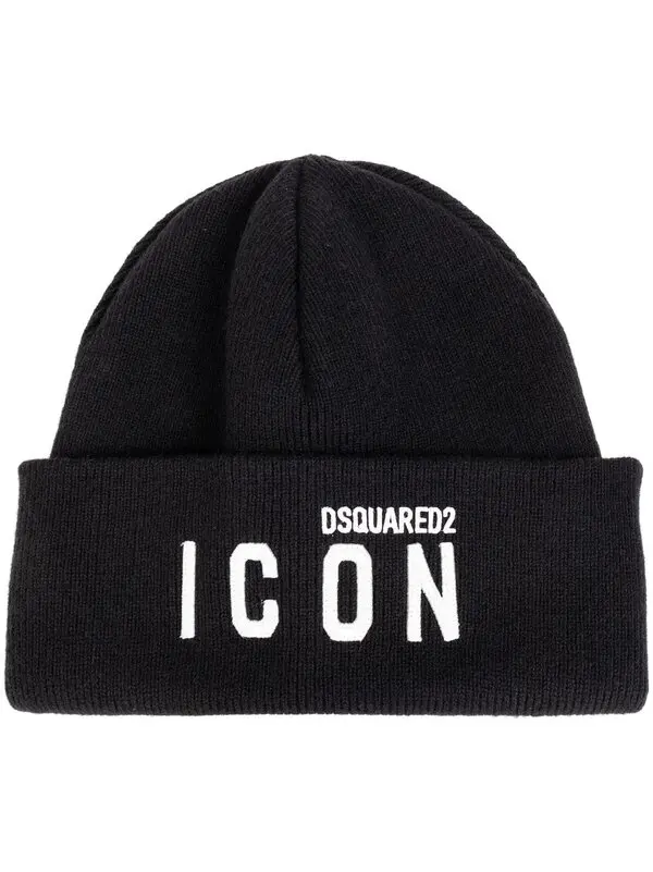 Dsquared2 Intarsia-knit Logo Beanie - Black