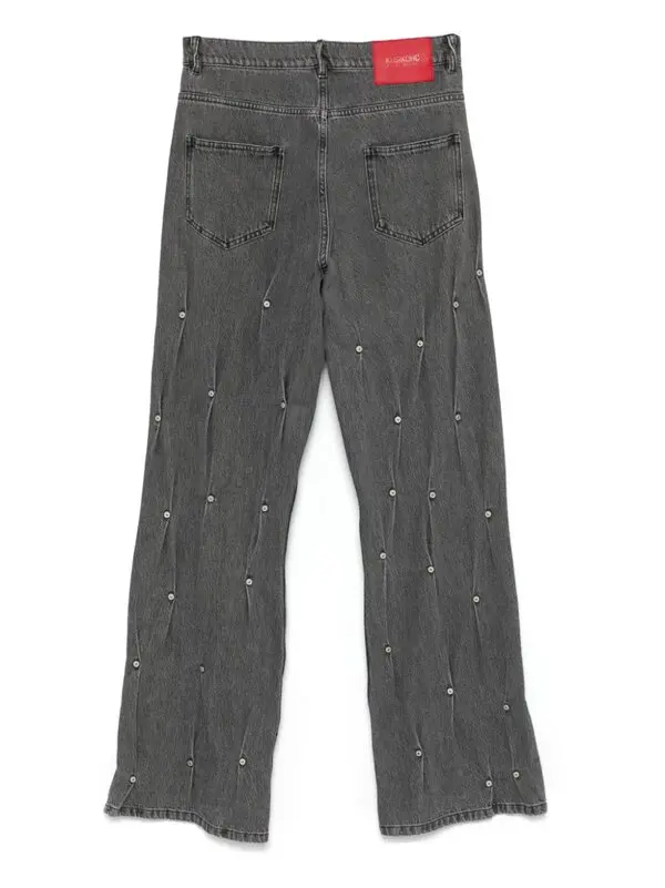 KUSIKOHC Multi Rivet Straight Leg Jeans - Grey