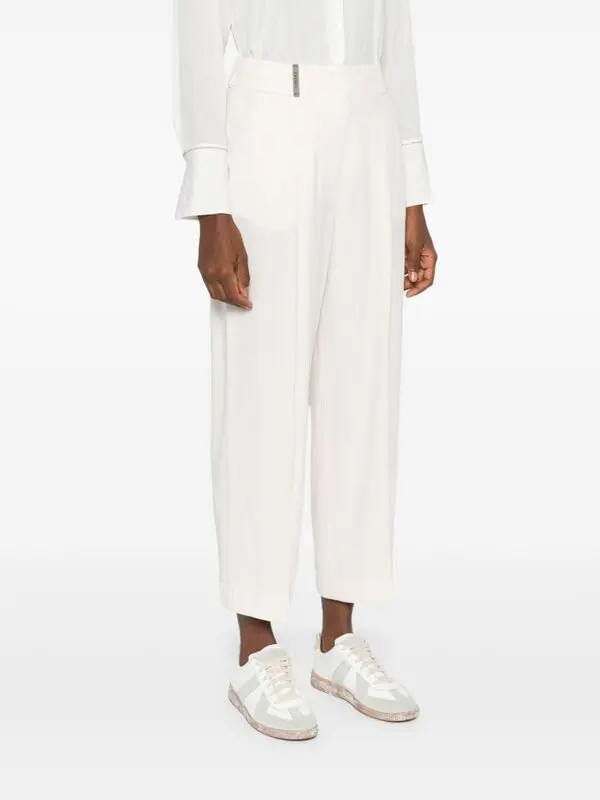 Peserico Pleated Straight-leg Trousers - Neutrals
