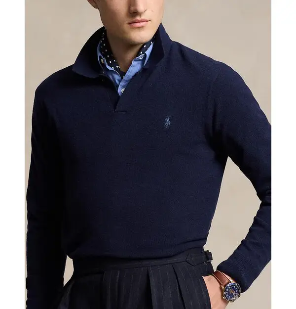 Polo Ralph Lauren Regular Fit Wool Polo Sweater - Blue
