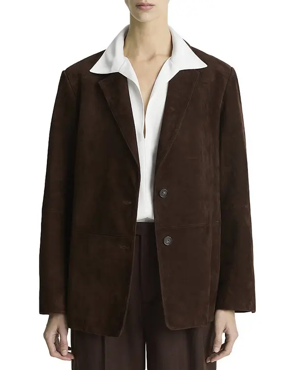 Vince Suede Two-button Blazer - Chocolate