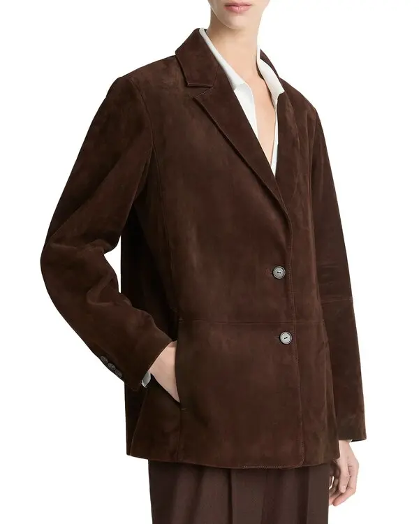 Vince Suede Two-button Blazer - Chocolate