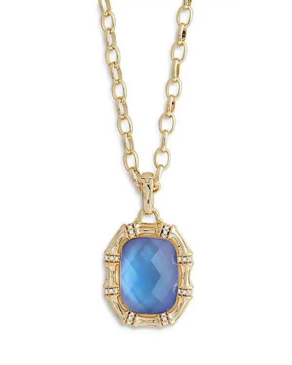 ANABEL ARAM Bamboo Stone Pendant Necklace In Gold Plated - Blue/gold