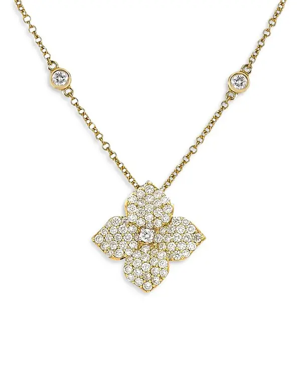 Piranesi Fiore Diamond Flower Pendant Necklace - Gold