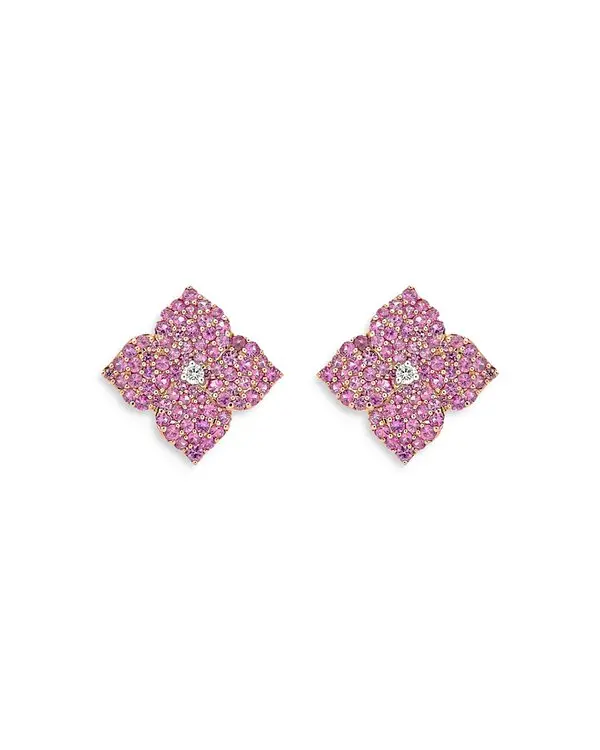 Piranesi Fiore Earrings With Sapphires And Diamonds - Pink