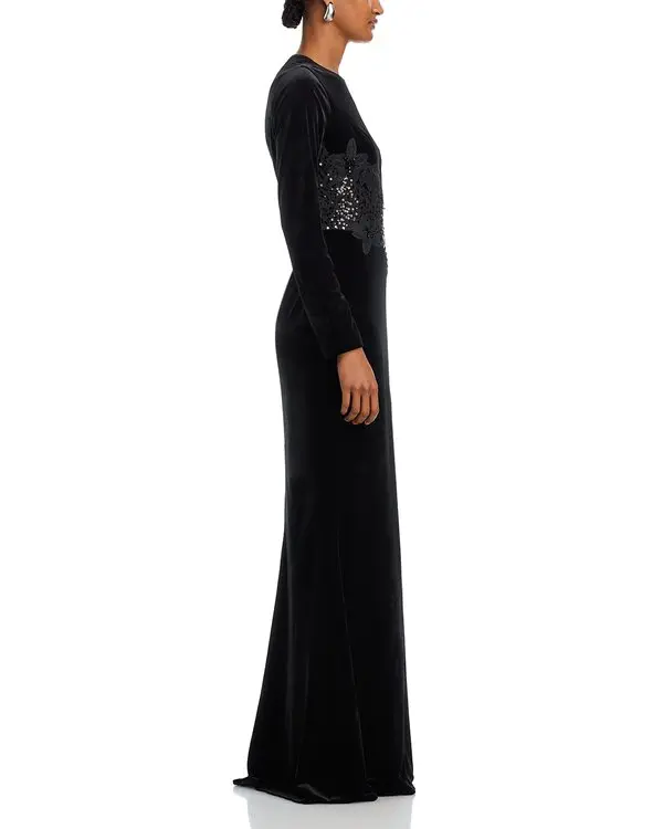 Rickie Freeman For Teri Jon Sequined Inset Velvet Gown