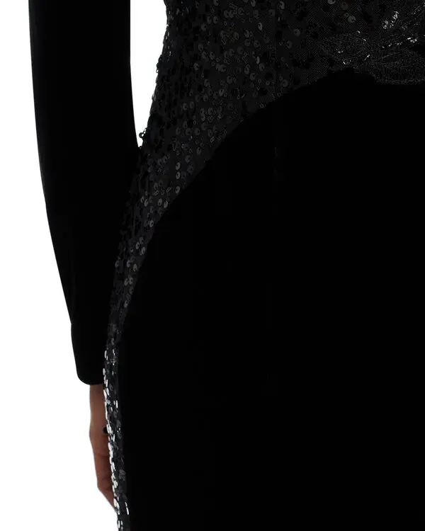 Rickie Freeman For Teri Jon Sequined Inset Velvet Gown