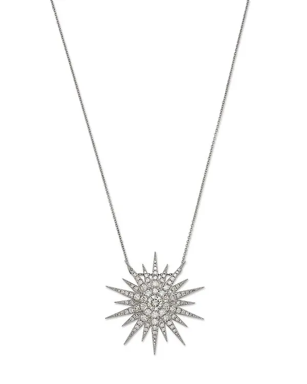 Bloomingdale'S Diamond Starburst Pendant Necklace 14k Gold, 2.0 Tcw - White