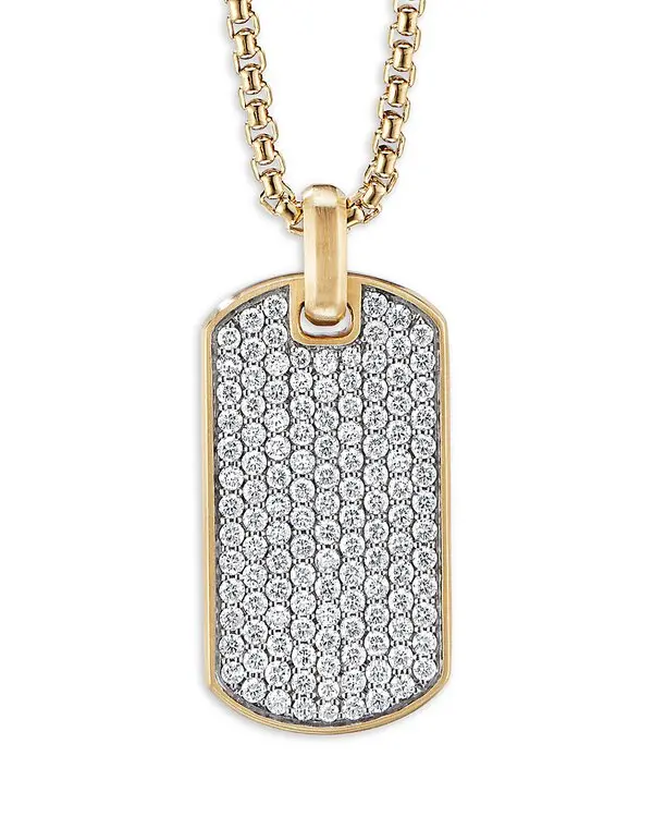 David Yurman Chevron Diamond Tag Pendant - Silver/gold