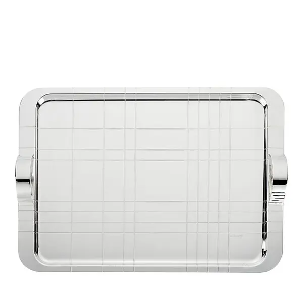 Christofle Graphik Silverplated Large Tray With Handles, 17 X 12