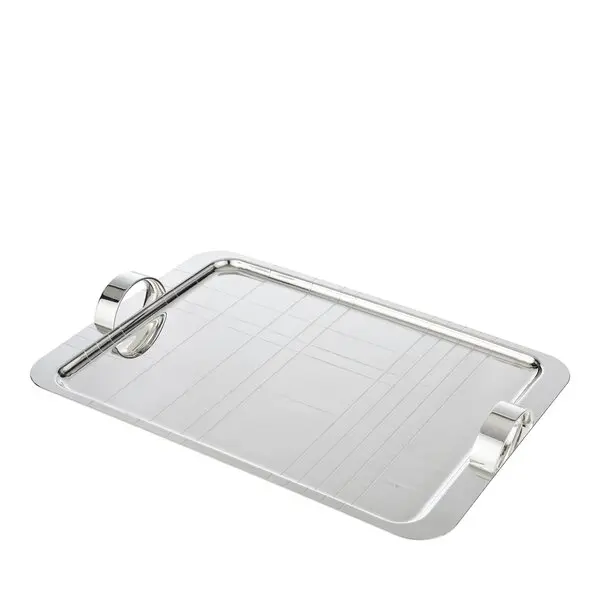 Christofle Graphik Silverplated Large Tray With Handles, 17 X 12