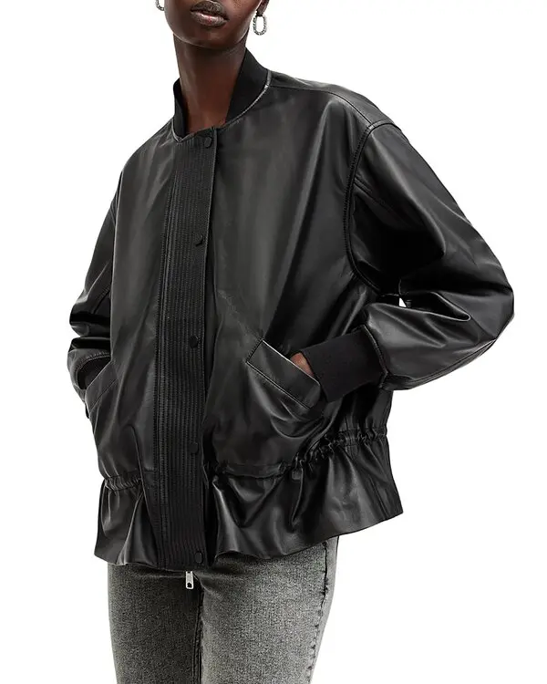 ALLSAINTS Sofi Leather Bomber Jacket - Black