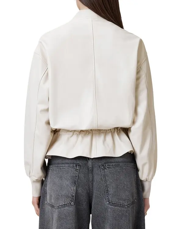 ALLSAINTS Sofi Leather Bomber Jacket - Off White