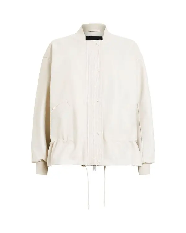ALLSAINTS Sofi Leather Bomber Jacket - Off White
