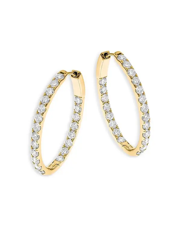 Bloomingdale'S 14k Yellow 3.1 Tcw Diamond Oval Hoop Earrings - Gold