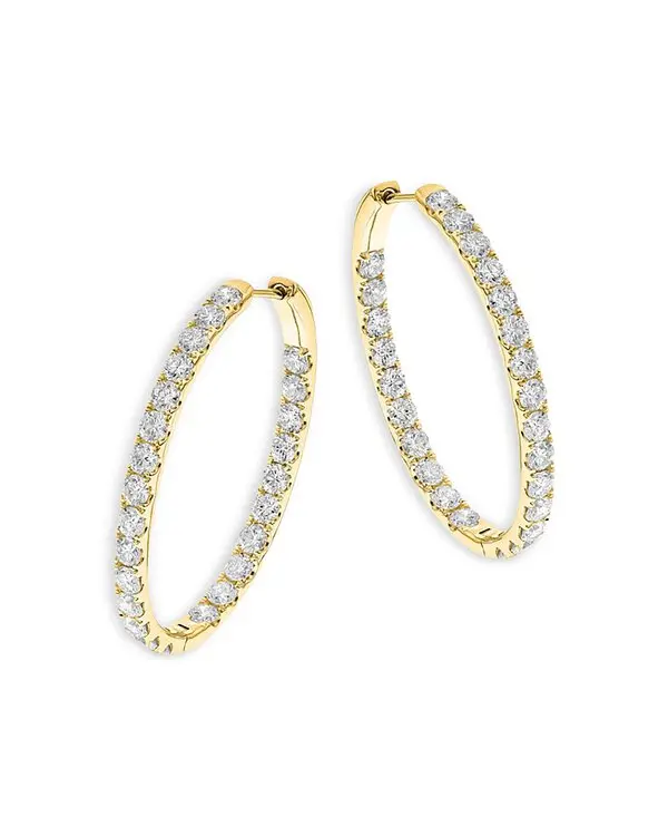 Bloomingdale'S 14k Yellow 4.1 Tcw Diamond Oval Hoop Earrings - Gold