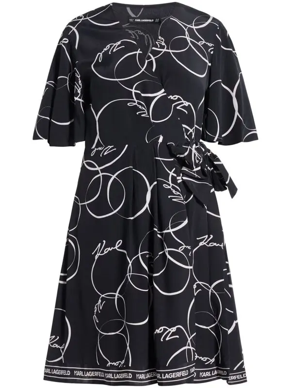 Karl Lagerfeld Circle-print Wrap Dress