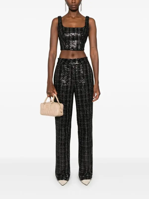 GENNY Sequinned Plaid Trousers