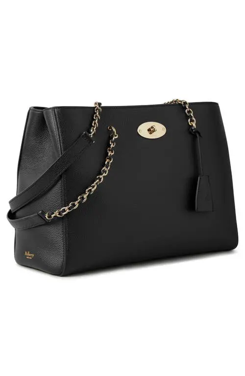 Mulberry Lily Chain Leather Tote - Black