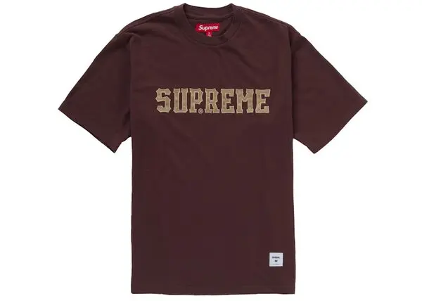 Supreme Twill Applique Short Sleeve Top - Brown