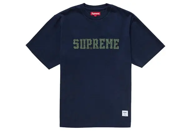 Supreme Twill Applique Short Sleeve Top - Navy Blue