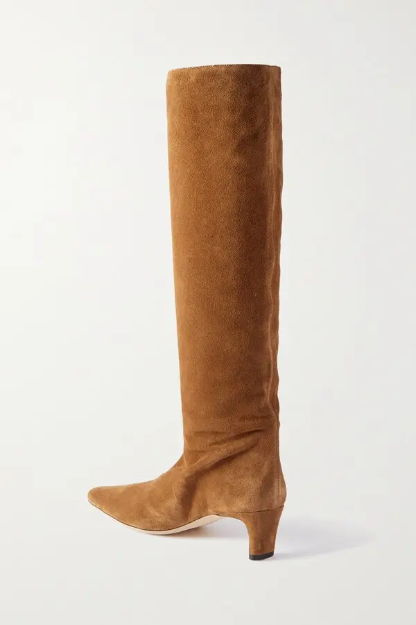 Staud Wally Suede Knee Boots - Brown