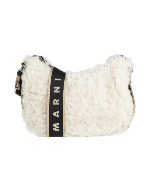 Marni Cross-body Bag With Shearling And Leather Trims - White