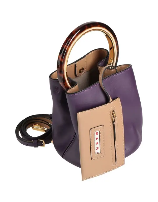 Marni Handbag Cow Leather With Detachable Shoulder Strap - Purple