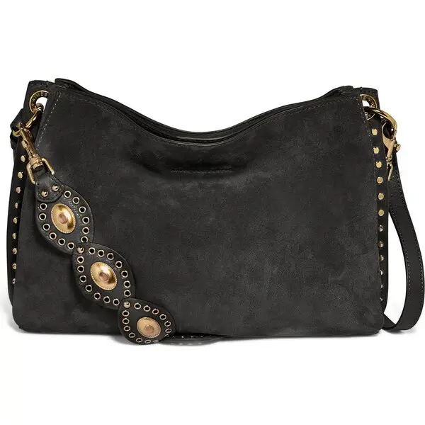AIMEE Roma Shoulder Bag - Black Suede