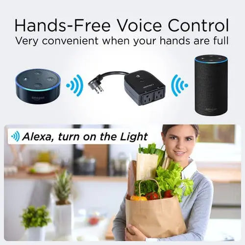 JONATHAN Y Outdoor Smart Dual Plugwifi Remote App Control For Outdoor Lights & Holiday Decor; Compatible With Alexa And Google Home Assistant