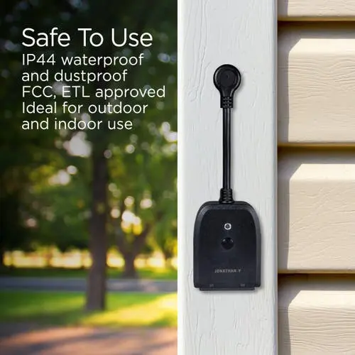 JONATHAN Y Outdoor Smart Dual Plugwifi Remote App Control For Outdoor Lights & Holiday Decor; Compatible With Alexa And Google Home Assistant