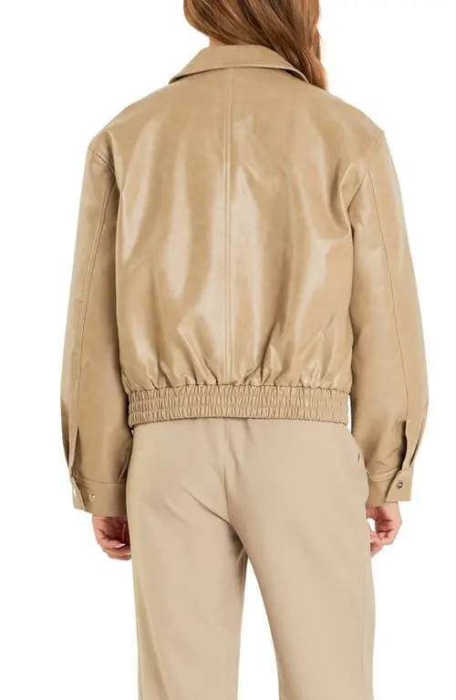 GREY LAB Crop Faux Leather Jacket - Camel