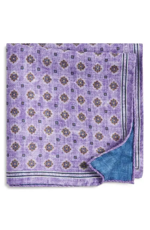 Nordstrom Diamond Medallion Silk Pocket Square - Purple