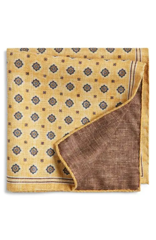Nordstrom Diamond Medallion Silk Pocket Square - Yellow