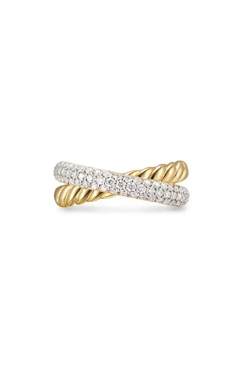 David Yurman Crossover Two-row Ring In 18k Yellow Gold With Diamonds - 18k Gold
