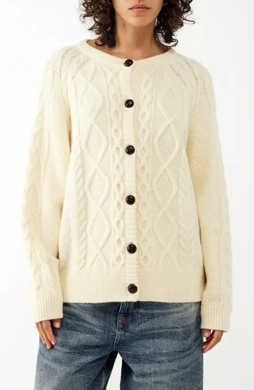 BDG URBAN OUTFITTERS Cable Knit Cardigan With Leather-look Buttons