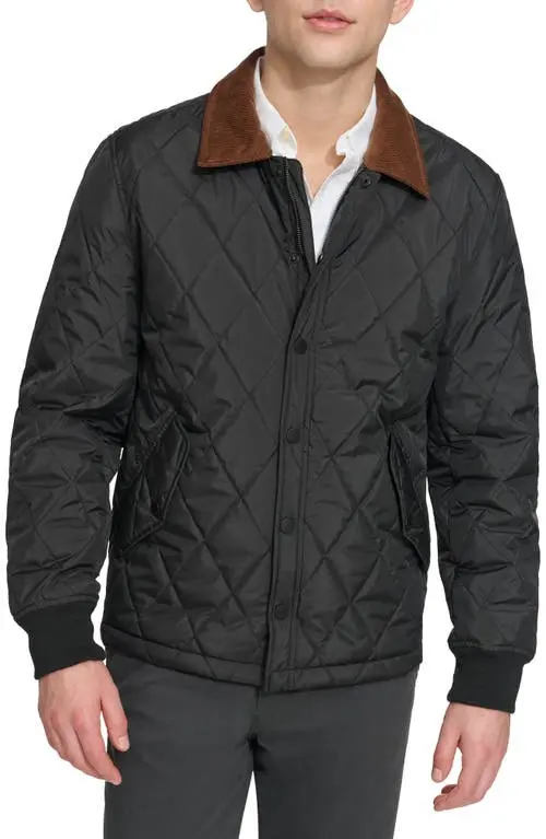 Dockers Quilted Corduroy Collar Bomber Jacket - Black