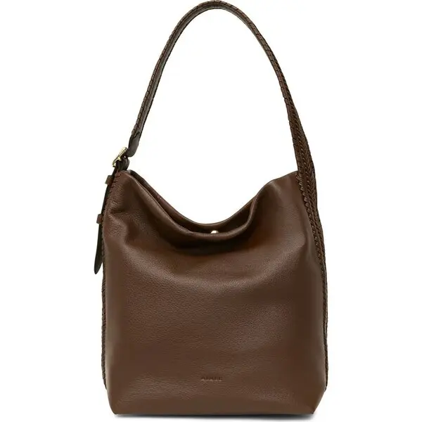 AIMEE Bucket Bag With Braided Shoulder Strap - Fudge
