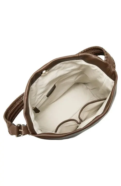 AIMEE Bucket Bag With Braided Shoulder Strap - Fudge