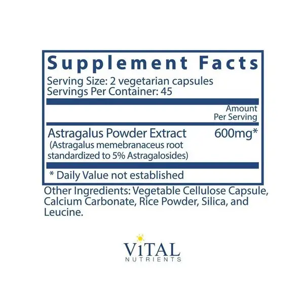 VITAL NUTRIENTS Astragalus Root Extract 600 Mg 90 Capsules