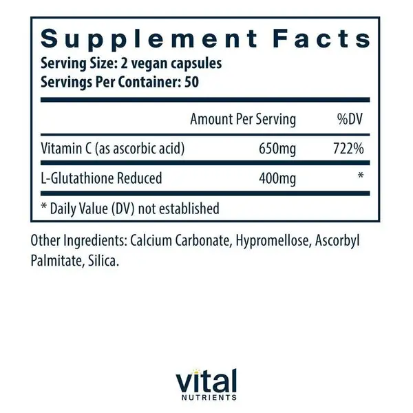 VITAL NUTRIENTS Glutathione 400mg 100 Capsules