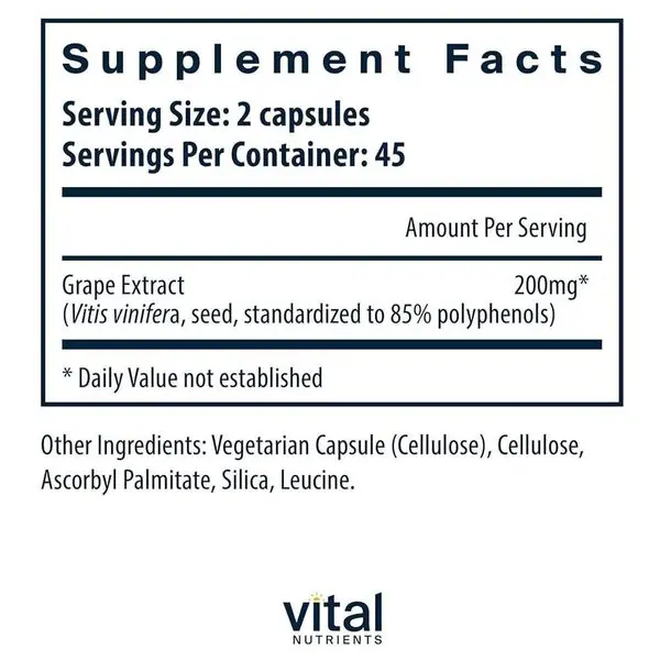 VITAL NUTRIENTS Grape Seed Extract 90 Capsules