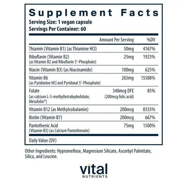 VITAL NUTRIENTS B6 + B-complex 60 Capsules
