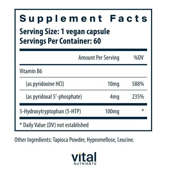 VITAL NUTRIENTS 5htp 100mg 60 Capsules