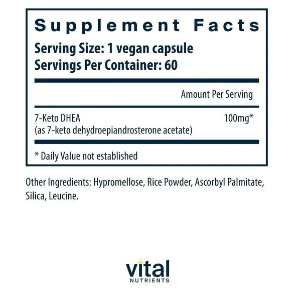 VITAL NUTRIENTS 7-keto Dhea 100mg 60 Capsules