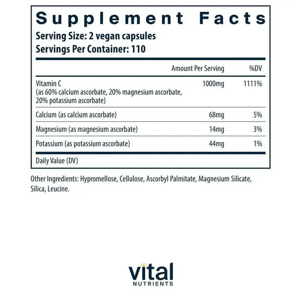 VITAL NUTRIENTS Buffered C 500mg 220 Capsules