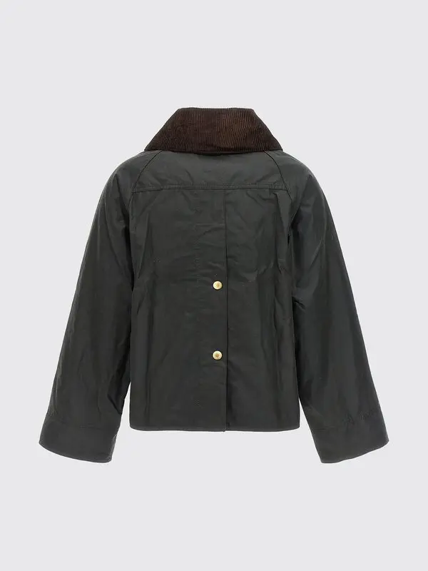 Barbour Catton Short Waxed Cotton Jacket With Velvet Collar - Green